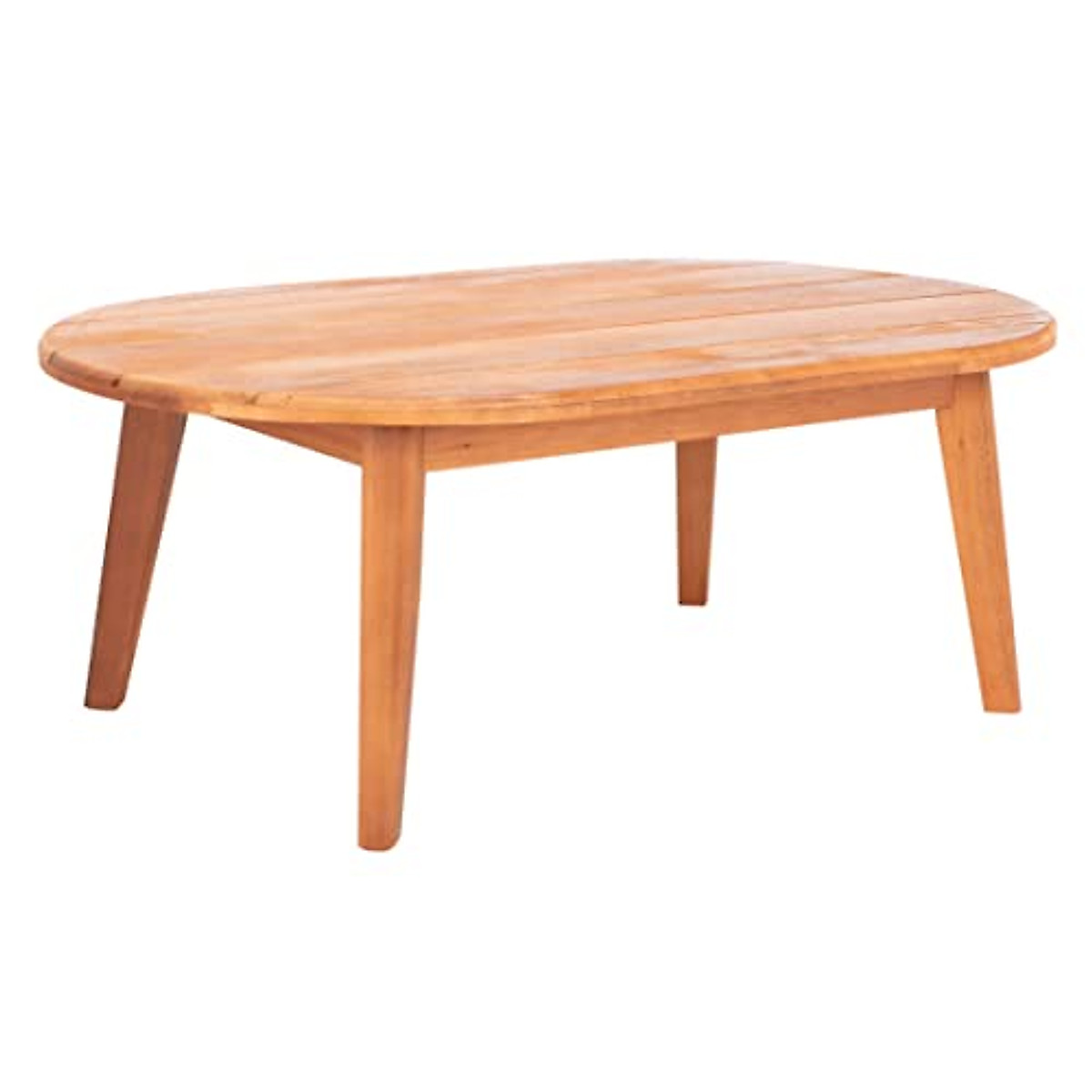 SAFAVIEH Outdoor Collection Deacon Acacia Wood Cushion 4-Piece Conversation Patio Set with Accent Pillows PAT7050E, Navy/Natural