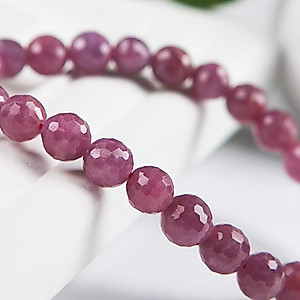 Stone-Beads 7mm Red Natural Ruby Gemstone Crystal Faced Round Bead Stretch Woman Men Bracelet AAAA