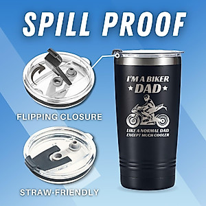 Onebttl Biker Dad Motorcycle Gifts for Men, Tumbler Travel Coffee Mug, Grandpa, Rider, Stainless Steel 20oz/590ml - Much Cooler