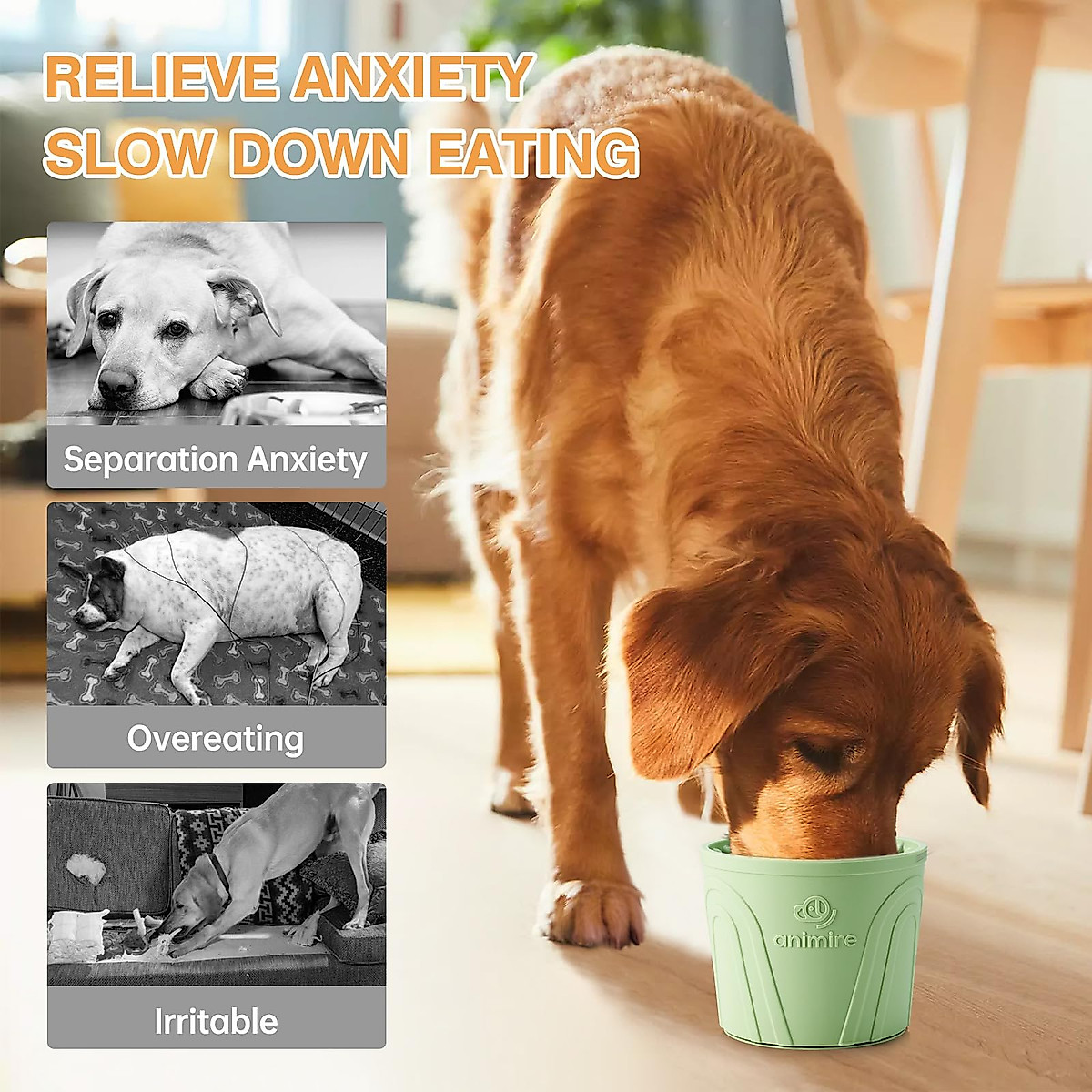 Dog Slow Feeder Lick Bowl, Anxiety Relief Dog Licking Mat Treat Dispenser, Non-Slip Anti-Choking Slow Eating Dog Lick Bowl for Small Medium and Large Breed Dogs, BPA Free Silicone