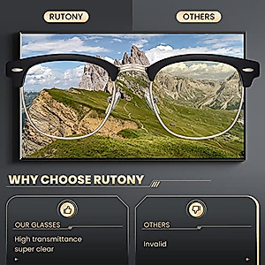 Rutony 3 Pack Blue Light Glasses Men Women, Retro Semi Rimless Anti UV400 Clear Lenses, Round Clear Computer Gaming Eyewear