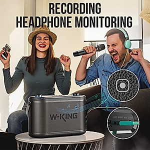 W-KING 120W RMS-150W Peak Portable Bluetooth Speaker Loud, 2.1 Stereo 3-Way Large Party Outdoor Wireless Speaker w/Bass&Treble Adjust/Guitar&MIC Port/UHF Microphone/Accompaniment/REC/Live/HP Monitor