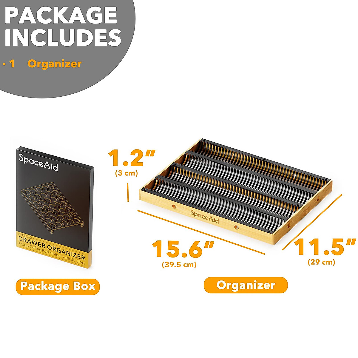 SpaceAid Coffee Pod Holder Drawer Organizer for Nespresso Vertuo Capsule, Bamboo Holder Tray Storage for Nespresso Vertuo, Compatible with 40 Big or 52 Small Vertuoline Pods (Drawer Insert)