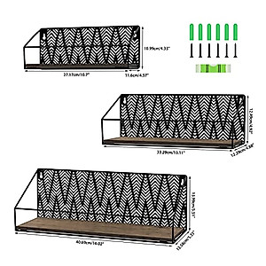 Edenseelake Floating Wall Shelves Set of 3, Cedar Pattern Wall Mounted Shelf for Bedroom, Living Room, Bathroom, Kitchen, Office