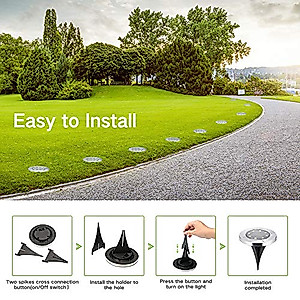 Joomer Solar Ground Lights, 12 Pack 8 LED Solar Pathway Lights Waterproof In-Ground Outdoor Landscape Lighting Solar Disk Lights for Patio Pathway Lawn Yard Driveway Walkway (Warm White)