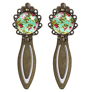 Floral Flower Vintage Bookmark Gift Box Set for Students Teachers School Library Page Holder with Crystal Glass