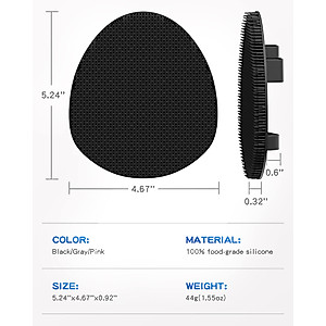 Manmihealth Soft Silicone Shower Brush, Super-Lathering and Deep-Cleaning Body & Face Scrubber, Gentle Exfoliating Bath Glove for All Skin Types, with 2 Free Hooks.(Black + Pink)