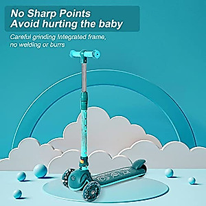 Kick Scooter for Kids, Wheel with Brake, Adjustable Height Handlebar, Foldable, Lightweight, Aged 3-10, Wide Standing Board, and up to 110LBS, Green