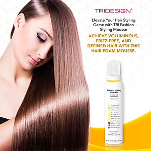TRI Fashion Styling Mousse - Wavy Hair Volumizer & Curl Tamer with Frizz Control, Shine & Styling Options for Women, Hair Foam - 10 Ounce