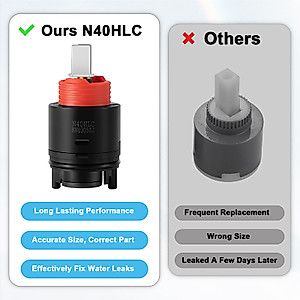 N40HLC Shower Cartridge Replacements, for RK7300-CART-3P and HL-40 Shower Cartridge, Type F, 40 mm Shower Cartridge Compatible with Temp-Gard III Series Single Handle Tub and Shower Faucets Valve