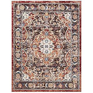 SAFAVIEH Bijar Collection 8' x 10' Brown / Rust BIJ648D Traditional Oriental Distressed Non-Shedding Living Room Bedroom Dining Home Office Area Rug