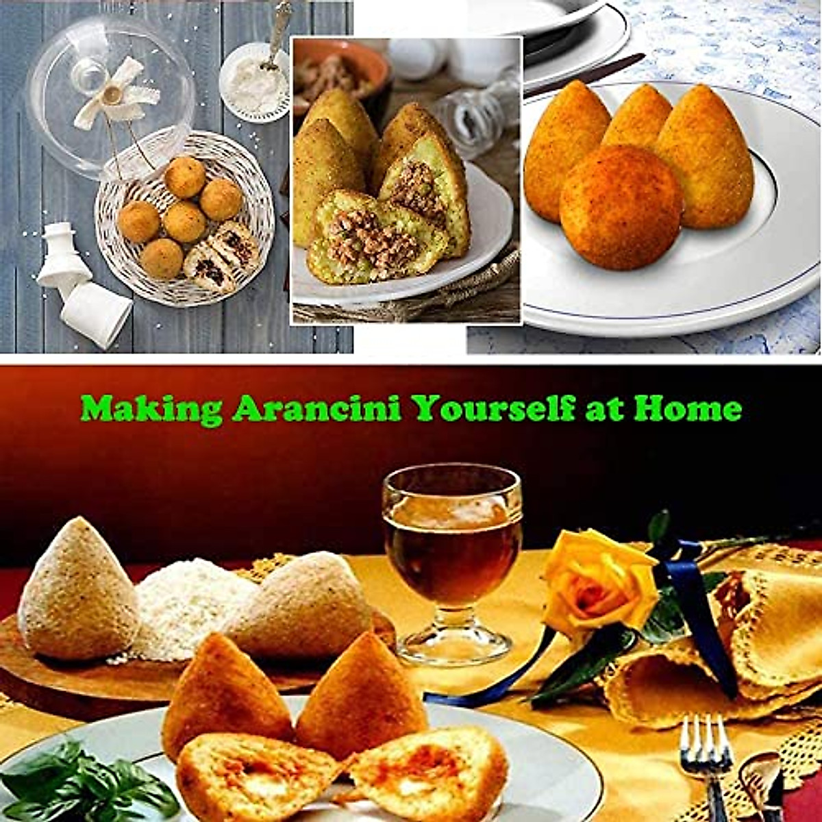 Arancini Maker Mold,160 Grams DIY Rice Ball Mold,Multipurpose Rice Ball Maker Shake,Homemade Stuffed Meat Point Ball for Kitchen Sushi Tool (Round)