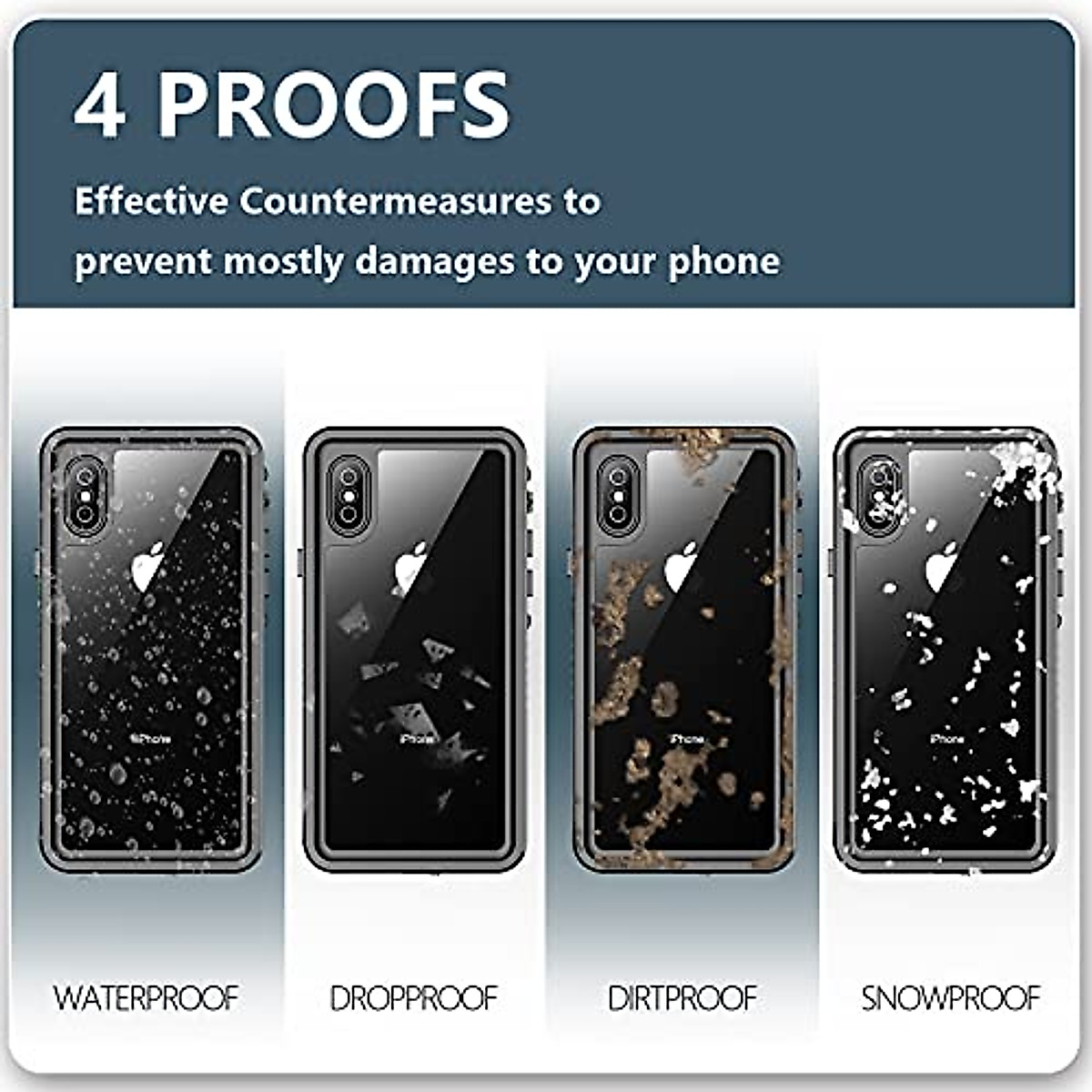 SPIDERCASE Designed for iPhone Xs Max Waterproof Case, Built-in Screen Protector Full-Body Clear Call Quality Heavy Duty Shockproof Cover Case for iPhone Xs Max 6.5’’ (Black/Clear)