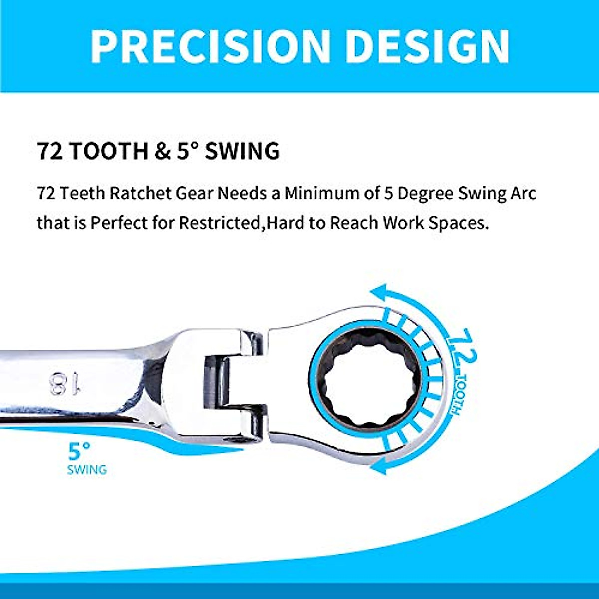 BANG 4 BUCK Metric Ratchet Wrench Set Double Box End Flex Head Ratcheting Wrench Roll for Craftsman, 8-19mm Standard Wrench Set Chrome Vanadium Steel Gear Wrench with Organizer Pouch, 6-Piece