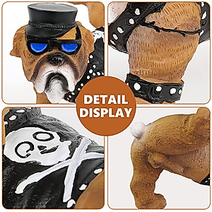 Peeing Dog Statue, Badass Tough Guy Bulldog Dog Ornaments with Glasses, Resin Desktop Crafts Decoration Gift for Children Family