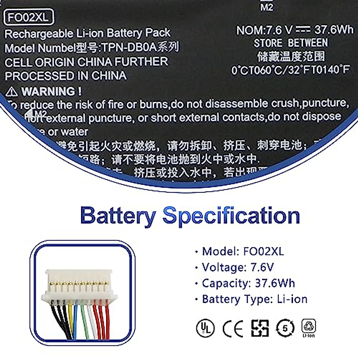 ANTIEE FO02XL L97355-005 L97353-2D1 Laptop Battery for HP Chromebook 11A 11A-NA 11A-NA0001NI 11A-NA0002NI 11A-NA0002MU 11A-NA0010NR 11A-NA0030NR 11A-NA0500SA 11A-NA0800NO 11A-NA0200ND TPN-DB0A 37.6Wh