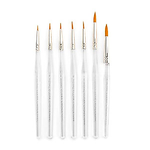 Royal & Langnickel RSET-9158 Royal Zip N' Close Gold Taklon Clear Acrylic Handle Detail Brush Set, 10.5 x 3.9 x 0.5, Multicolor, 7-Piece