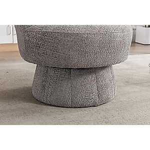i-POOK 360 Degree Swivel Accent Chair, Upholstered Round Armchairs with 21.65" Deep Seat, Comfy Barrel Chair Club Chair for Living Room, Reading Room, Grey