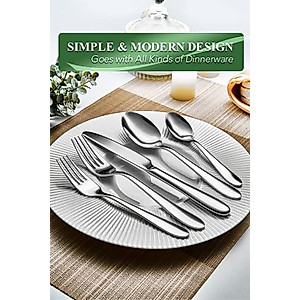 EIUBUIE 40 Piece Silverware Set for 8, Stainless Steel Flatware Set, Cutlery Set with Mirror Finish, Dishwasher Safe, Modern Kitchen Forks, Spoons, Knives, Eating Utensil Set