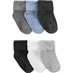 Carter's Baby-Boys Socks, Solid, 3-12 Months (Pack of 6)