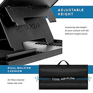 LapGear Ergo Pro Lap Desk with 20 Adjustable Angles, Mouse Pad, and Phone Holder - Black - Fits up to 15.6 Inch Laptops and Most Tablets - Style No. 49408