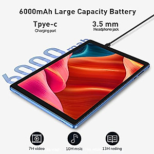 VASOUN Android Tablet 10 inch, 2 GB RAM, 32 GB Android 12 Tablet, Kids Tablet, IPS HD Display, GPS, FM, Quad-Core Processor, Wi-Fi (Blue)