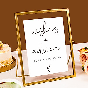Calculs Advice And Wishes For The Mr And Mrs Gold Floating Picture Frame Wedding Signs Place Card/Menu Holder 10 x 8 Inches Centerpiece Table Décor Bridal Shower