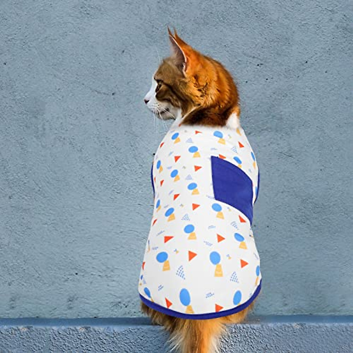 Preferhouse 2 Pieces Dog T-Shirt Dog Cat Geometry Print Vest with Pocket Puppy Kitten Tee Pet Apparel Summer Breathable T-Shirts Suitable for Small and Medium Pets (X-Large, White)