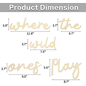 Playroom Wall Decor Where the Wild Ones Play Room Wooden Sign Wall Art Decoration for Boys and Girls Playroom Toy Room Kids Toddler Nursery Room Bedroom Home Word Cutouts Sign (Girl Pink)