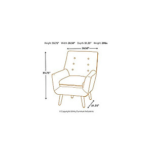 Signature Design by Ashley Zossen Contemporary Velvet Tufted Accent Chair, Cream