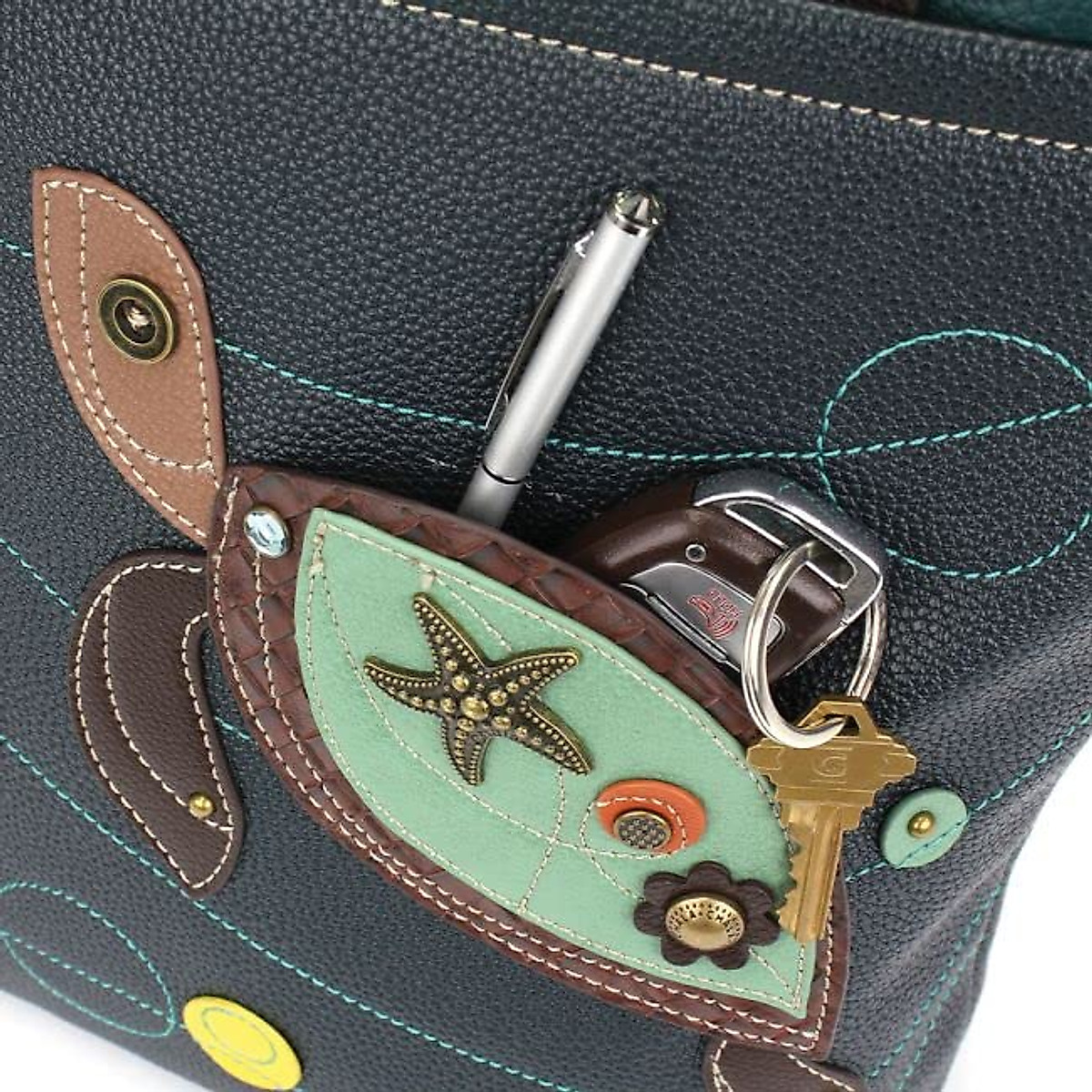 Chala Group Chala Deluxe Vegan Leather Every Day Tote Bag Purse : 13.5 x 14 inches (Turtle)