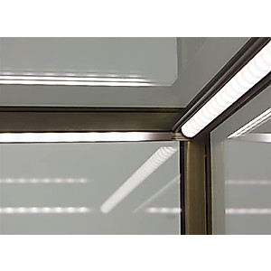 Displays2go Locking Display Table w/Rear Drawer, Stainless Steel Frame, LED Lights - Bronze (FSCSTLF7)