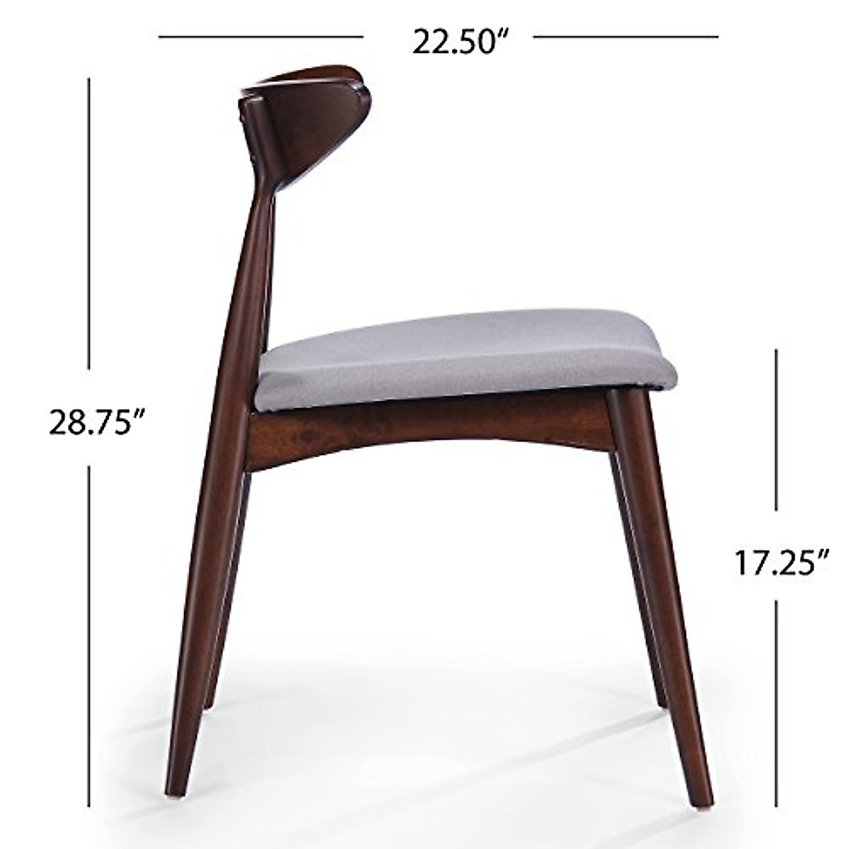 Christopher Knight Home Barron Fabric with Walnut Finish Dining Chairs, 2-Pcs Set, Light Grey / Walnut