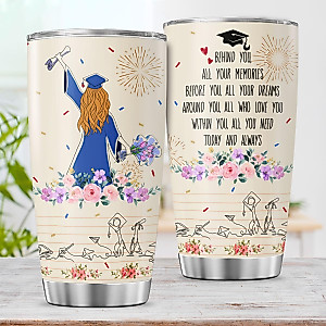 HUBUPU Of Class Tumblers, Graduation Motivate Quote, Graduation Gifts, Tumbler 20 Oz With Lid And Straw