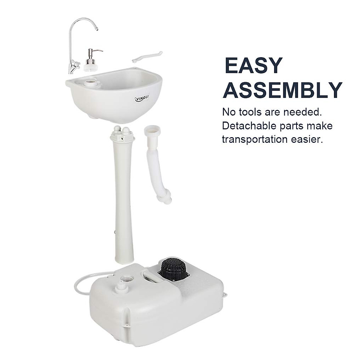 VINGLI Upgraded Portable Sink| Rolling Hand Wash Basin Stand with Towel Holder & Soap Dispenser & Wheels, Perfect for Garden/Camping/Outdoor Events/Gatherings/Worksite/RV/Indoor