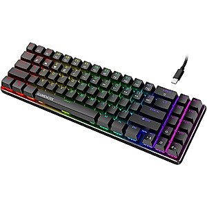 HAVIT KB512L 60% Gaming Mechanical Keyboard with 71-Key, LED Backlit, Detachable USB Type-C Cable German Layout (QWERTZ)