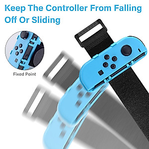 JoyHood 2 Pack Wrist Band Straps compatible with Dance Game 2022 2021 2020 2019 & Zumba Burn It Up for Switch/Switch OLED Joy-Con, Adjustable Elastic Strap Switch Controller Accessories (Red & Blue)