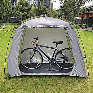 ZMPT Bicycle Rainproof Tent Heavy Storage Tent Waterproof Mountain Bike Tent Dustproof Portable Foldable Outdoor Tool Storage Shed Silver Gray and Green