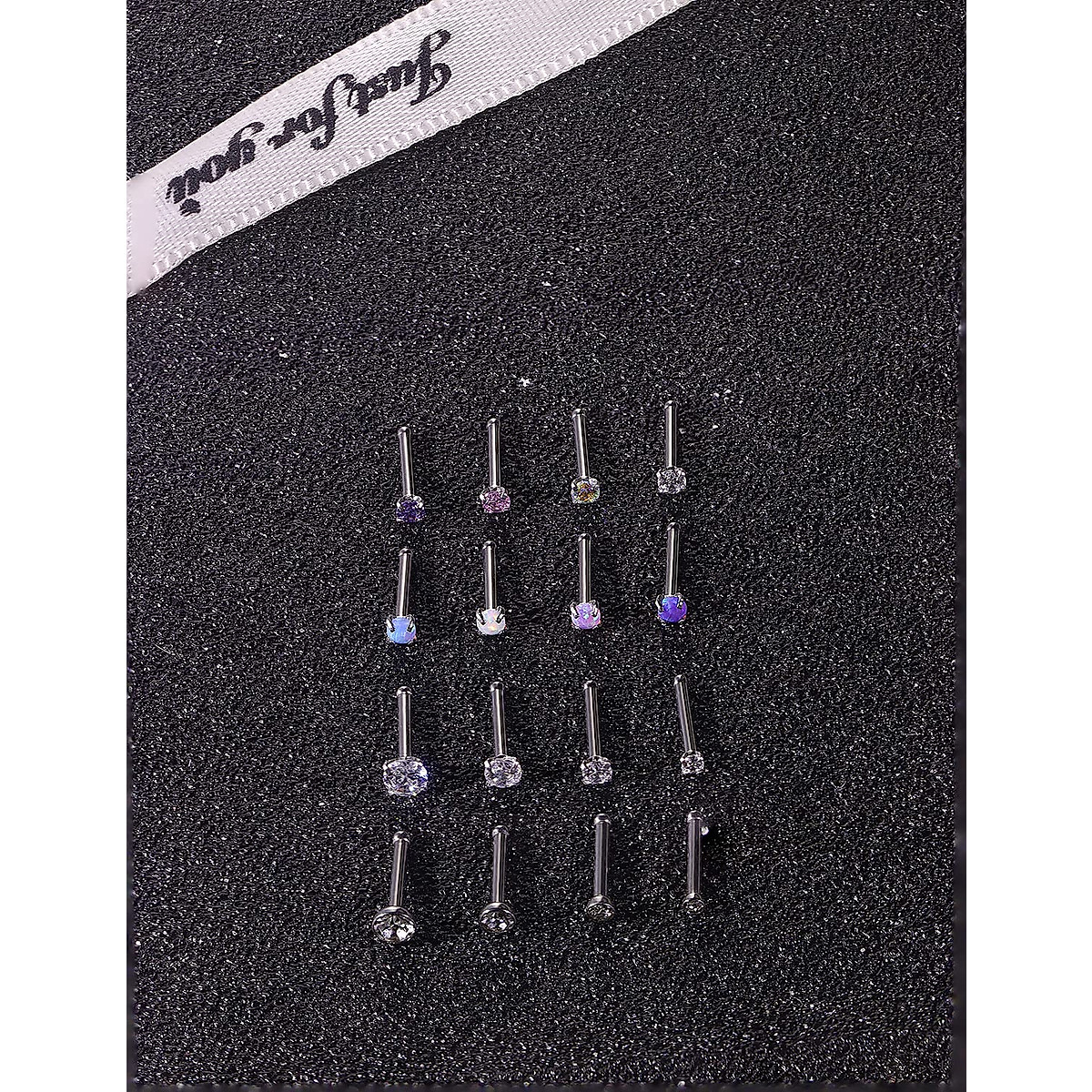 Lsnevsie Nose Rings Studs for Women 18G 316L Surgical Stainless Steel Straight Silver Opal Hypoallergenic Nose Nostril Stud Ring Pin Bone Body Piercing Jewelry for Men Diamond CZ 1.5mm 2mm 2.5mm 3mm