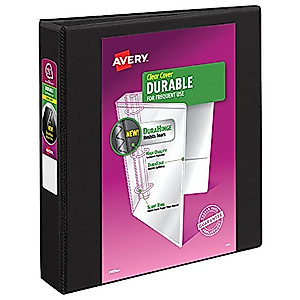Avery Durable View 3 Ring Binder, 1-1/2 Inch Slant Rings, 1 Black Binder (17021)
