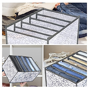 2PCS Wardrobe Clothes Organizer for Folded Clothes, Mesh Drawer Dividers and Storage, Drawer Organizer for Clothes, Jeans, Leggings, Skirts, T-shirts, Sweaters, Socks, Scarves(Large 7Girds)