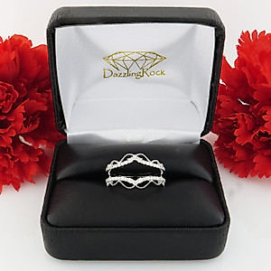 Dazzlingrock Collection 0.33 Carat (ctw) Round White Diamond Double Chevron Enhancer Guard Wedding Ring for Women in 925 Sterling Silver Size 9.5