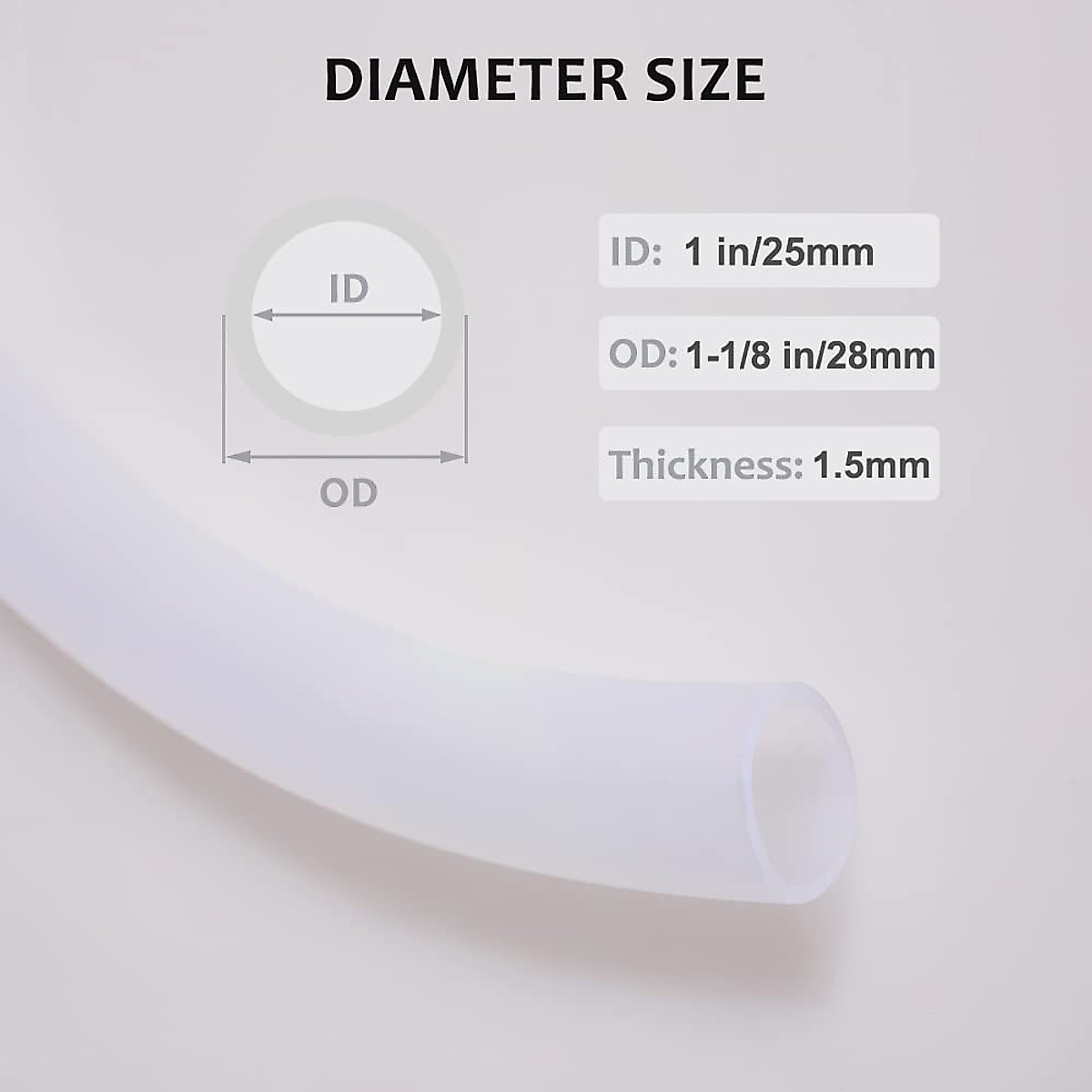 Feelers Flexible PVC Latex Tubing, 1 Inch ID Highly Elastic Hybrid Vinyl Tube Household Garden Water Air Hose Transport, Frosted White, 9.84Ft