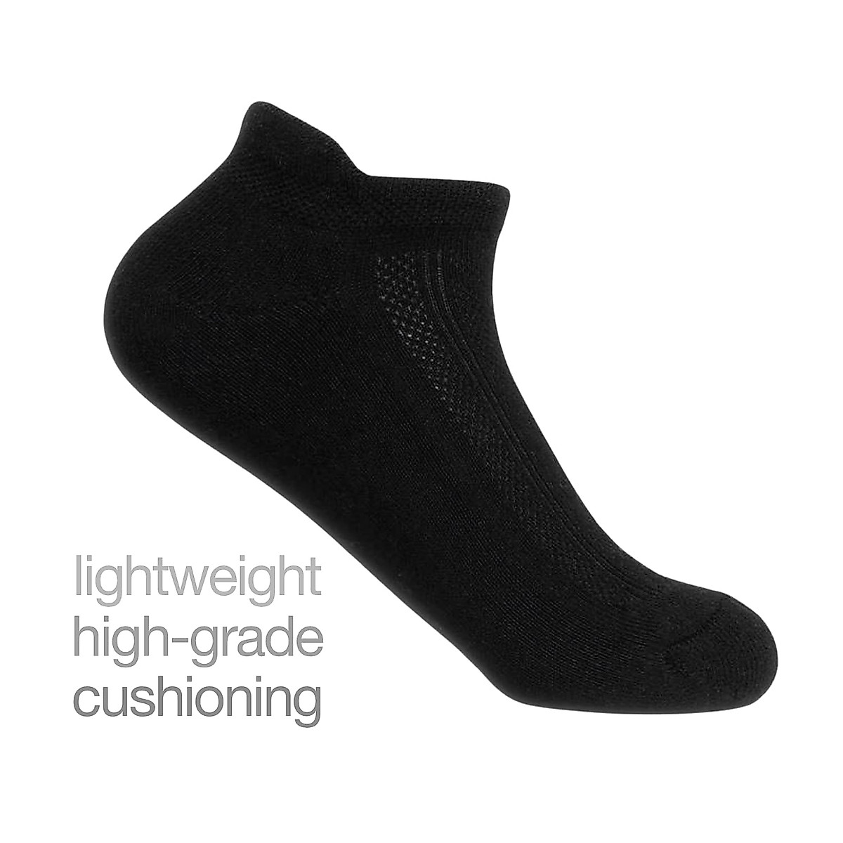 SOL3 Mens All-Day Cushion Socks (Pack of 3) - No Show Athletic Running Low Cut Ankle Socks (Size 9-11, Black)
