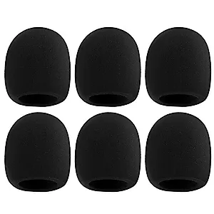 Moukey Microphone Mic Covers Foam Handheld Mic Windscreen, Black Top Grade 6 Pack For SM58, E835