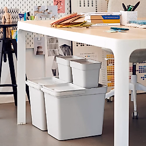 I-K-E-A 2x HÅLLBAR Bin with Lid, Light Gray 6 Gallons