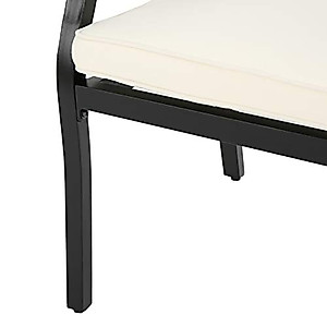 Christopher Knight Home Exuma Outdoor Cast Aluminum Dining Chairs with Water Resistant Cushions, 2-Pcs Set, Black / Ivory