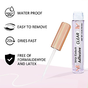 Clear Eyelash Glue Super Strong Hold Clear Eyelash Adhesive Waterproof Lash Glue Latex-Free Suitable for Sensitive Eyes Lashes Glue 5ml 0.18 OZ (1 Pack Clear)