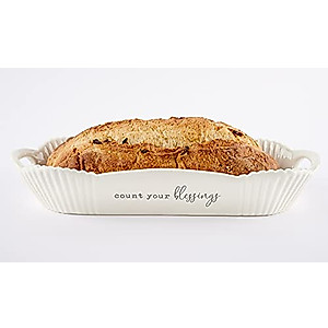 Mud Pie Blessings Bread Bowl and Towel Set, White, Small