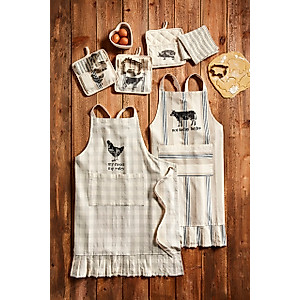 Mud Pie Farm Pot Holder & Towel Set, Pig, 8" x 8"